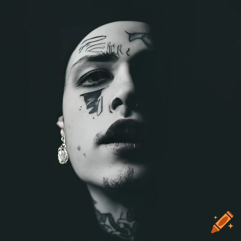 Tattooed rapper in a black and white photo in a posh street setting on ...