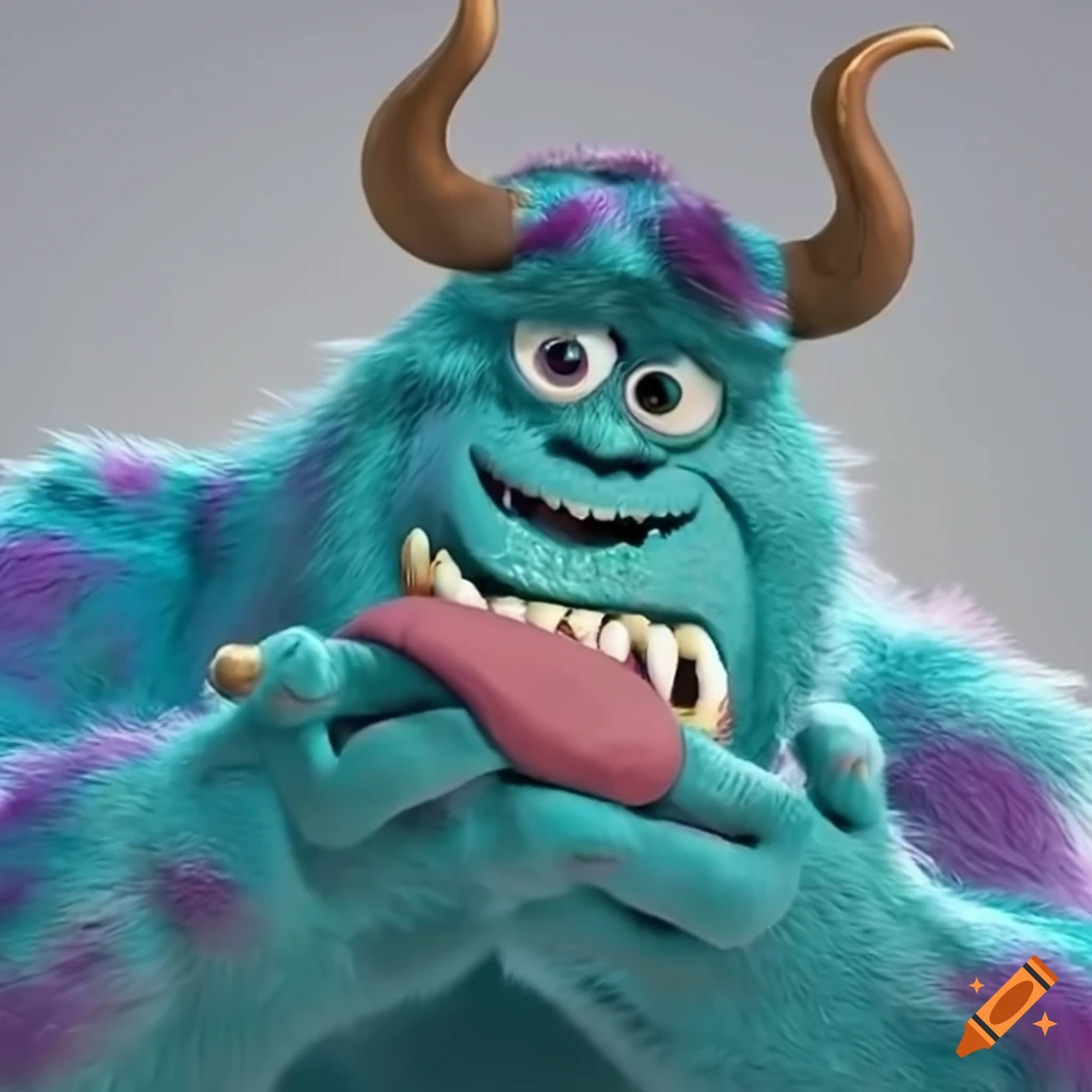 Sully from monsters inc sticking out his tongue on Craiyon