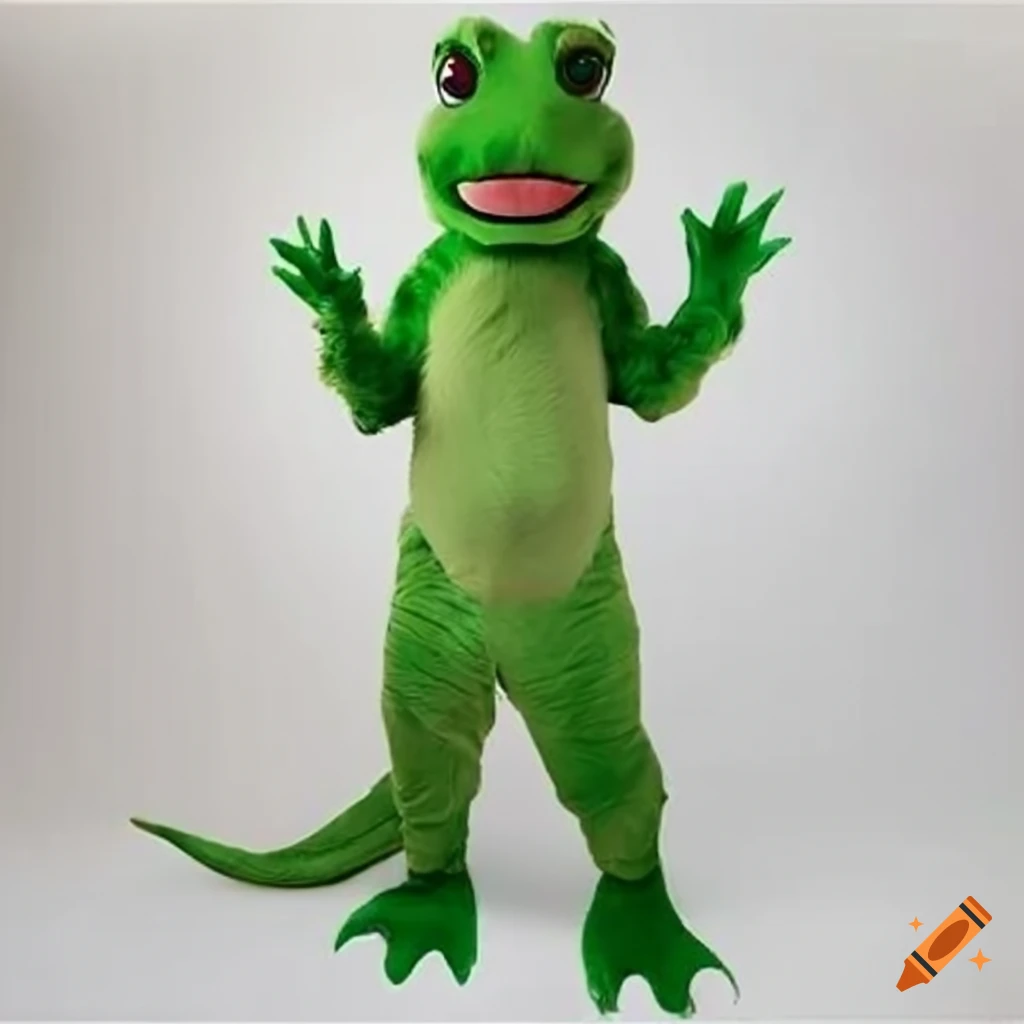 Female zoo keeper in lizard mascot costume at the zoo on Craiyon