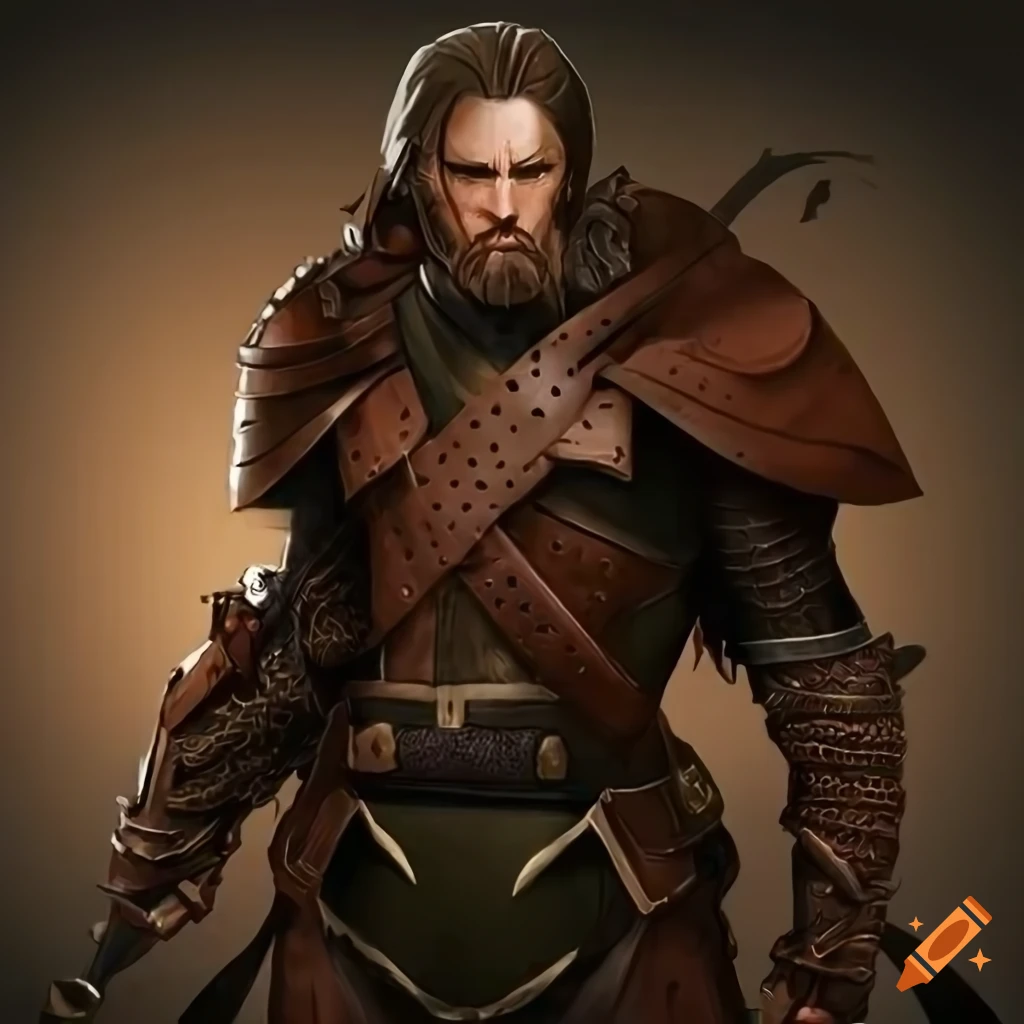 Ranger wearing leather armor in a fantasy setting on Craiyon