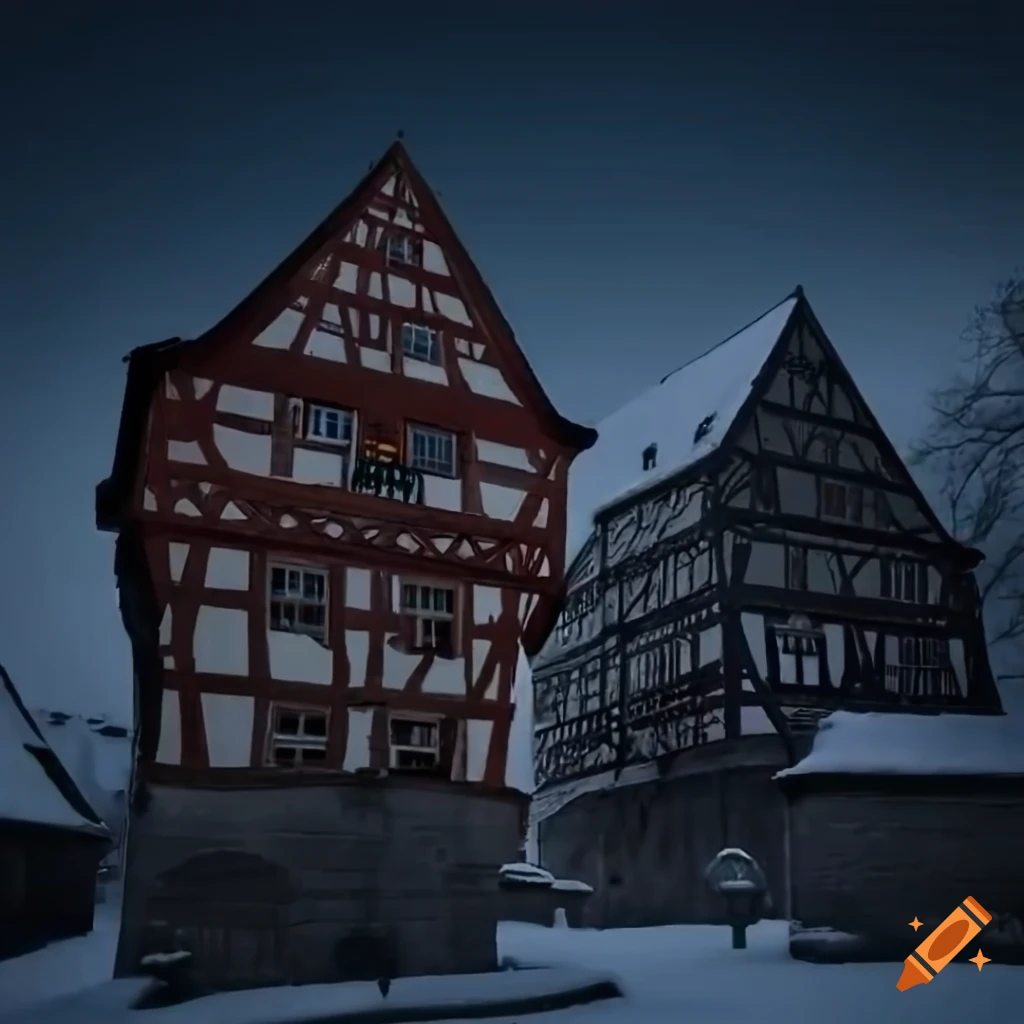 Medieval german city in winter on Craiyon