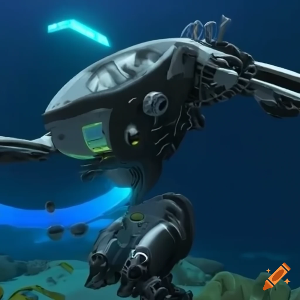 Sleek subnautica series mech with glass front and intricate design on ...