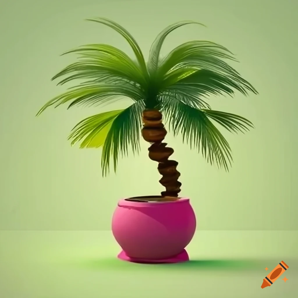 Happy dancing palm tree in a pot on Craiyon