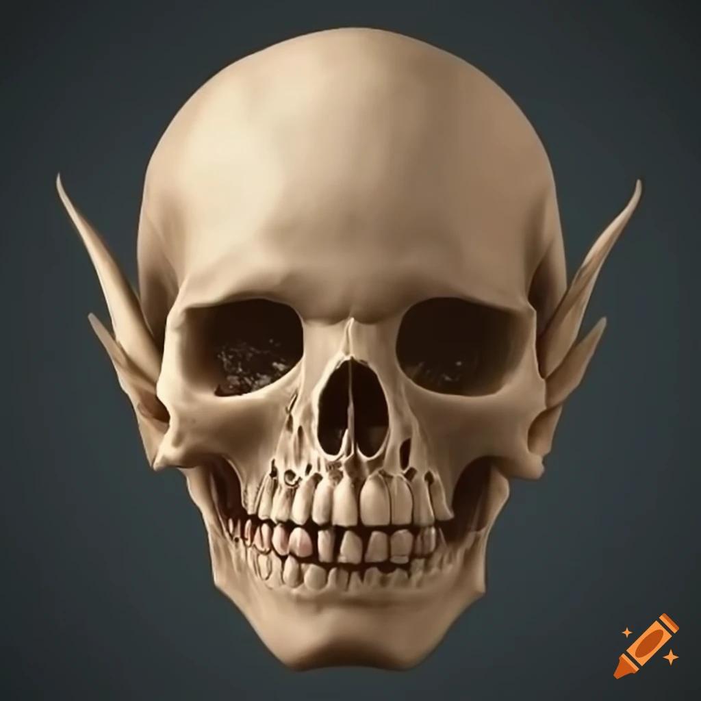 Realistic hyper-realistic skull of an elf on Craiyon