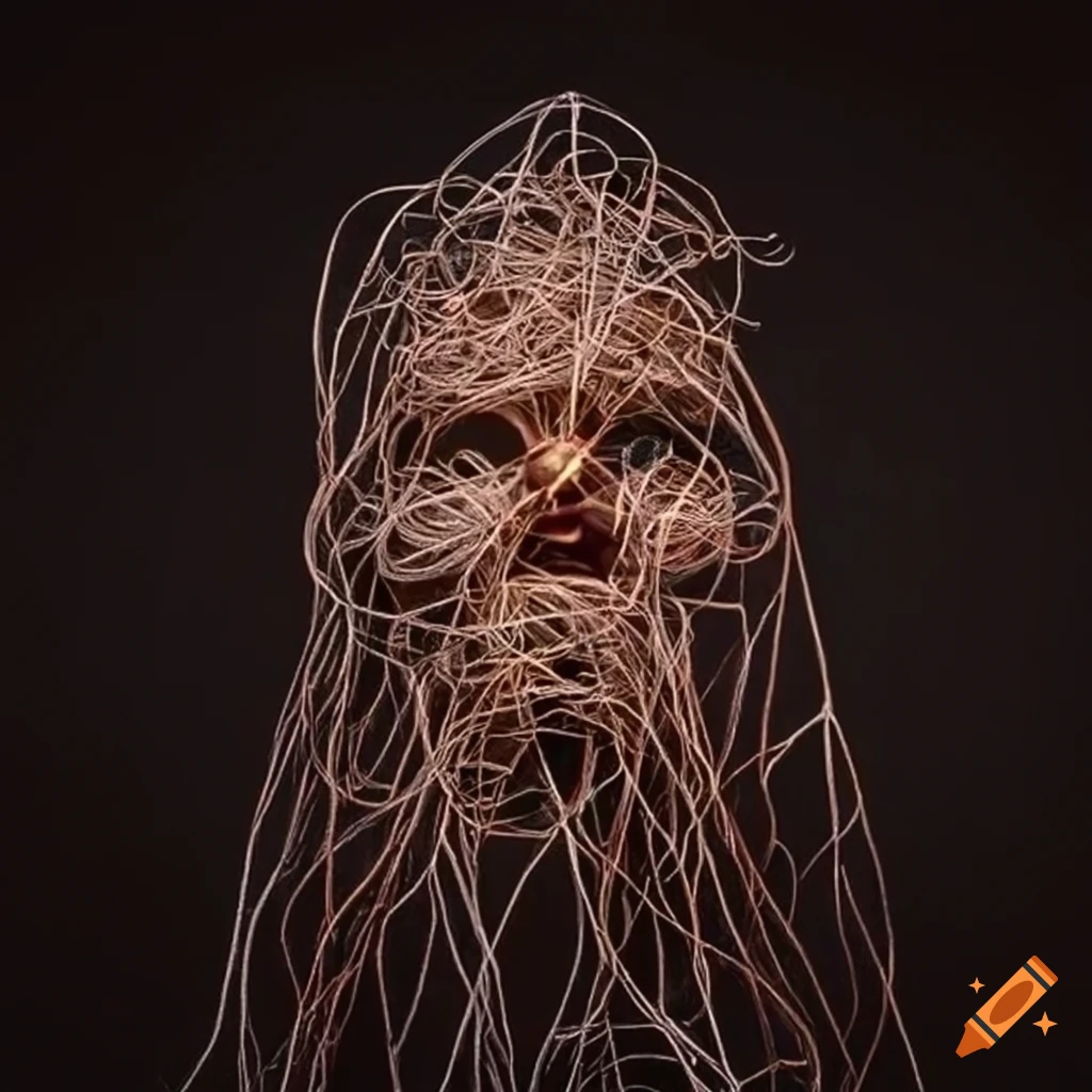 Artistic graphical representation of a person made of unraveling thread ...