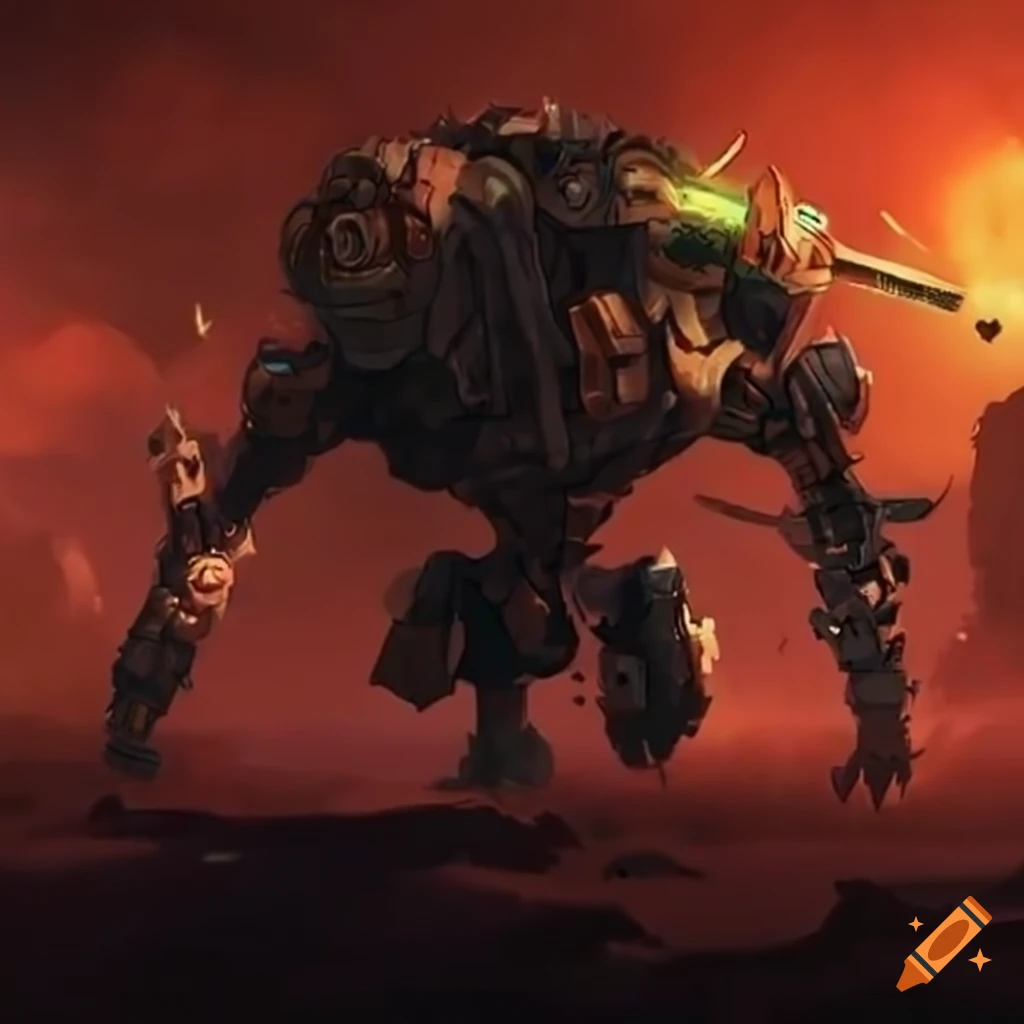 Centaur knight riding a futuristic mech in a fantastical world on Craiyon
