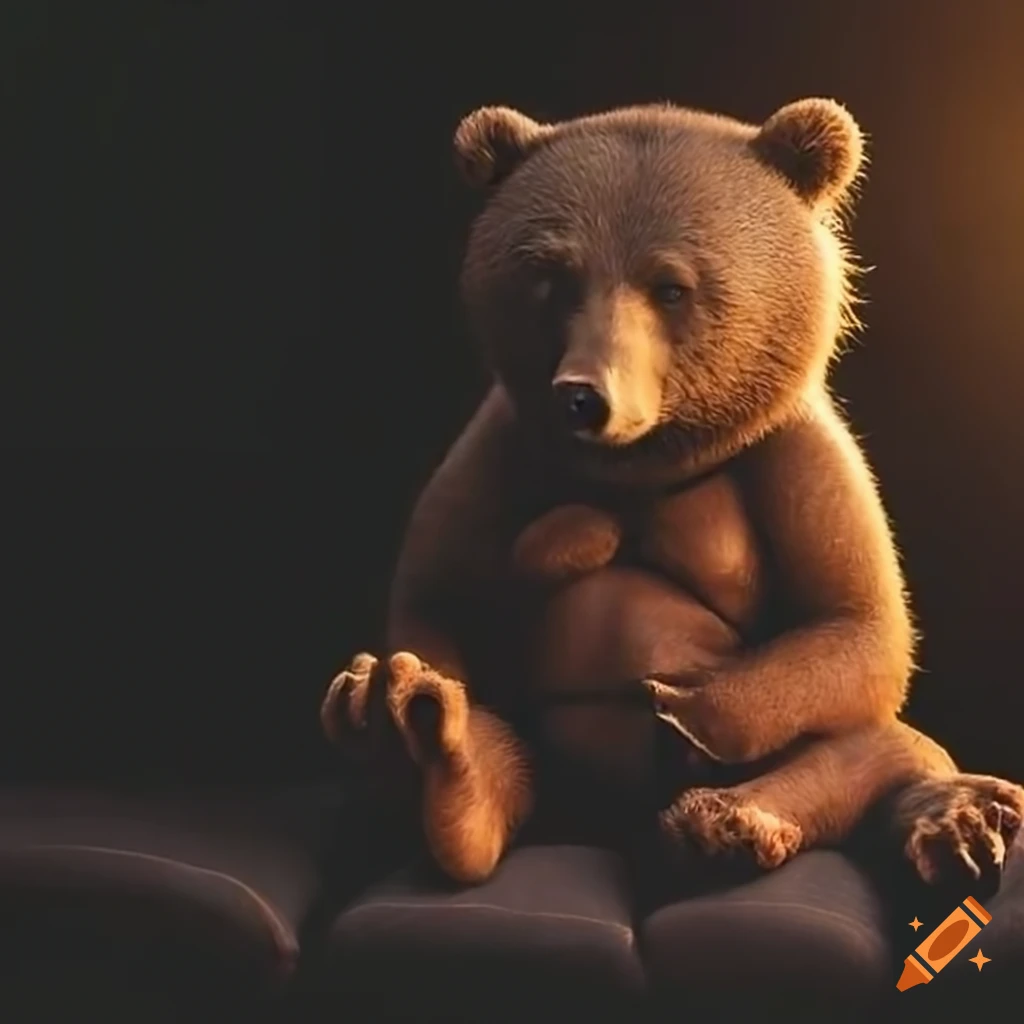 Relaxed bear sitting on a couch on Craiyon