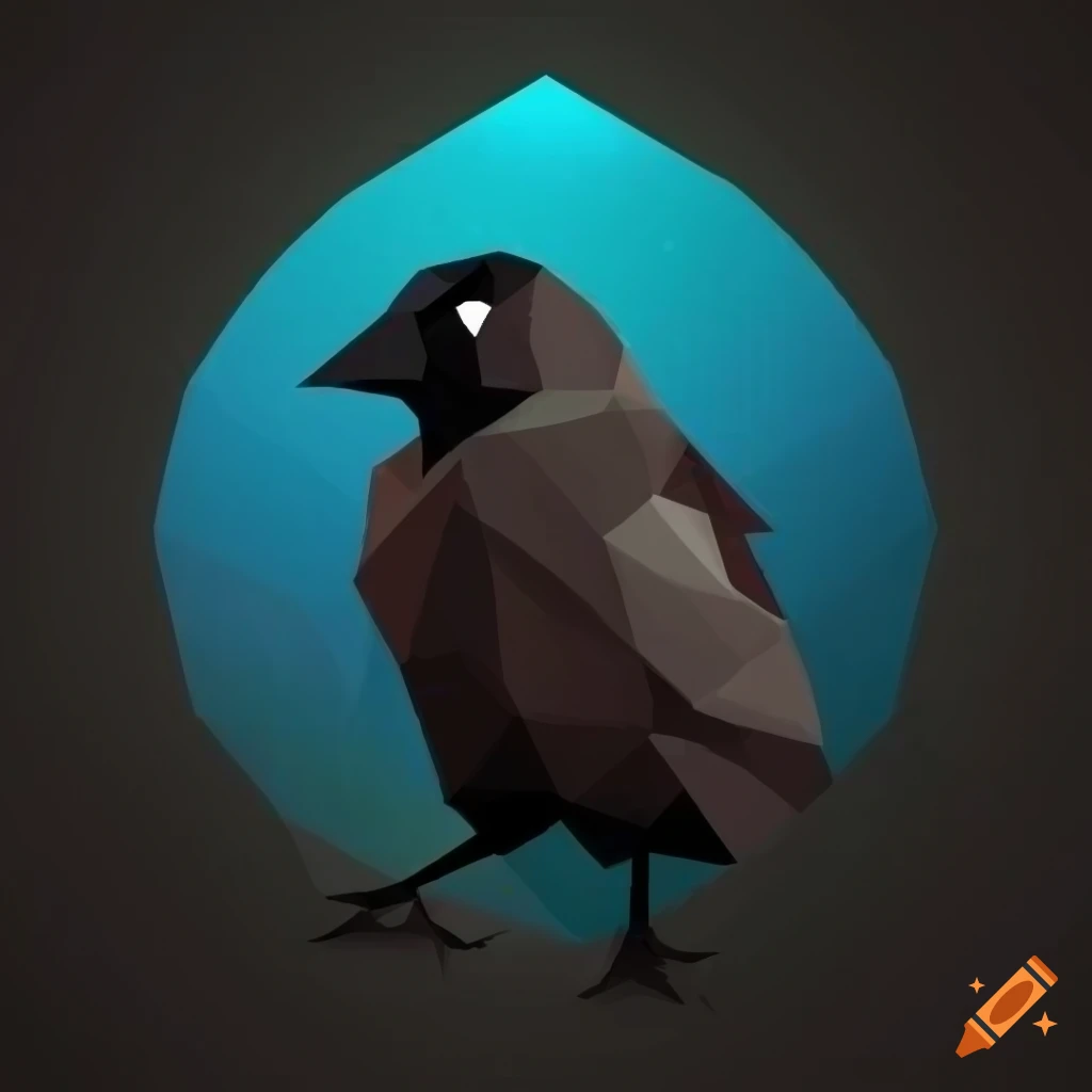 Low polygon jackdaw logo on Craiyon