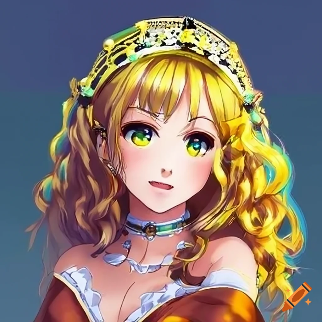 Anime style depiction of a benevolent angel with fresh peach-colored ...