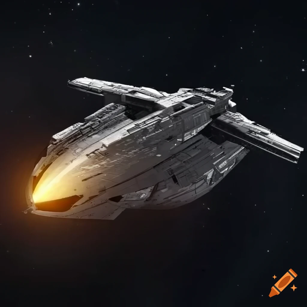 Futuristic star fleet space sailing ship between interstellar planets ...