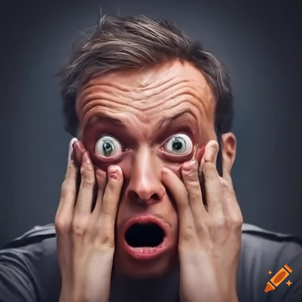 Shocked man on Craiyon