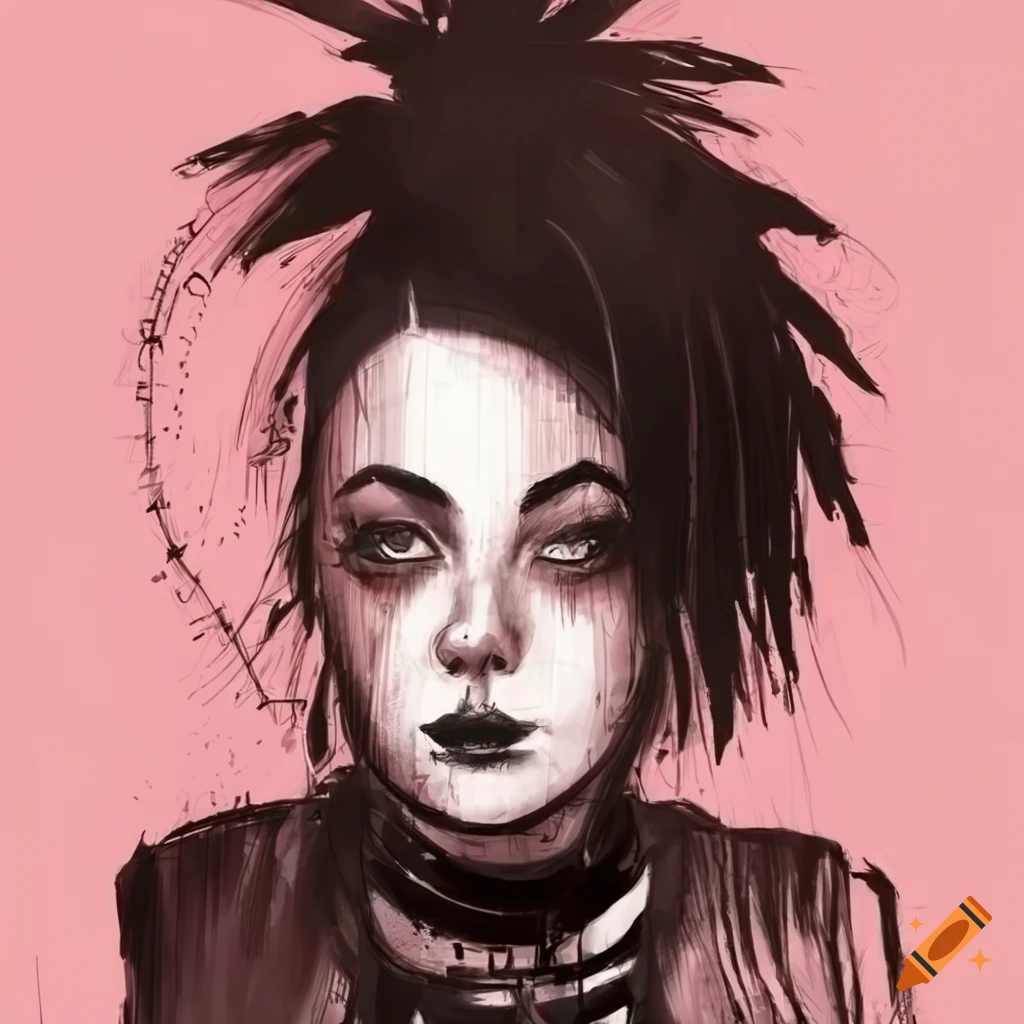 Alternative punk woman sketch on Craiyon