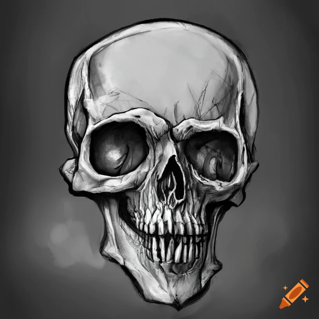 Sketch of an empty skull on Craiyon