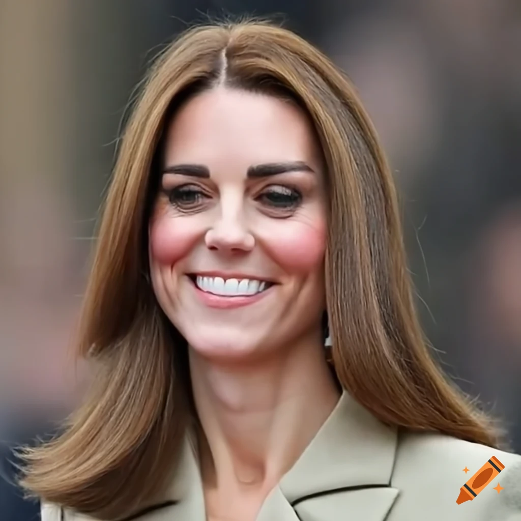 Kate middleton with straight bob haircut and black turtleneck on brown ...