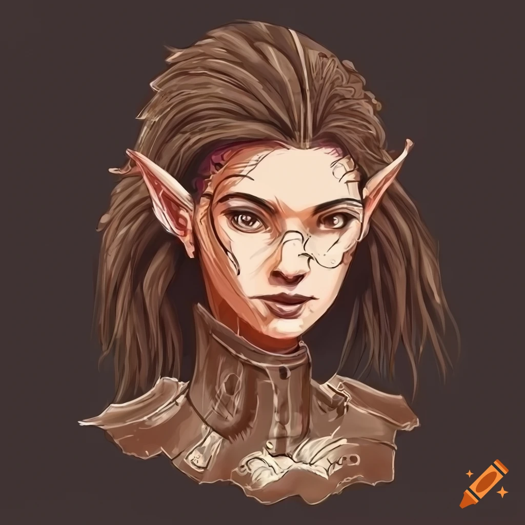 Wood elf wearing brown leather armor with black hair and brown eyes on ...