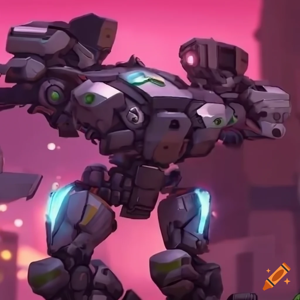 D.va mech in epic futuristic overwatch setting on Craiyon