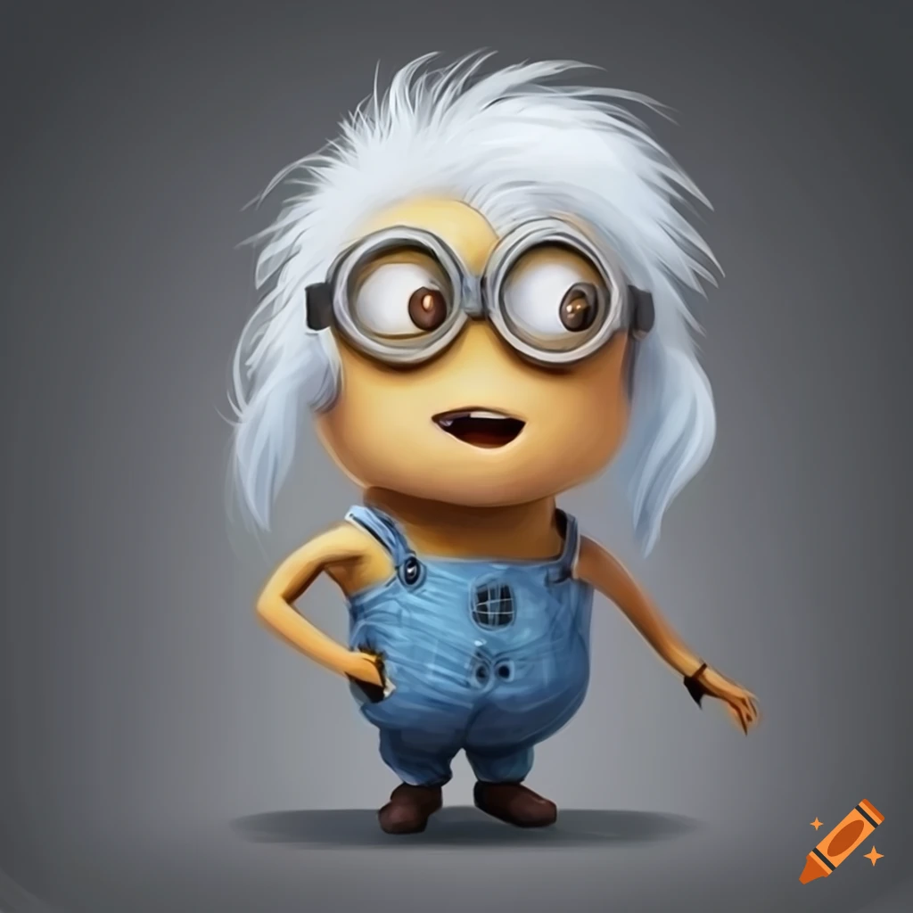 Character art of a young minion with white hair on Craiyon