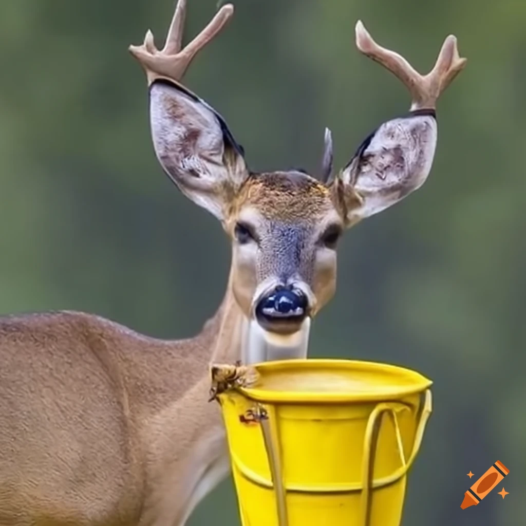 Deer in a yellow bucket on Craiyon