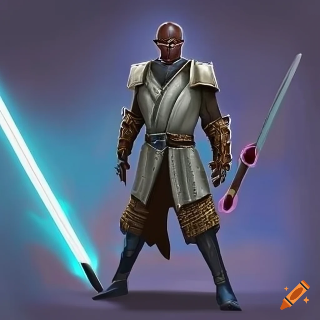 Mace windu fusion radamanthys de wyvern in blue templar armor with samurai sword on Craiyon