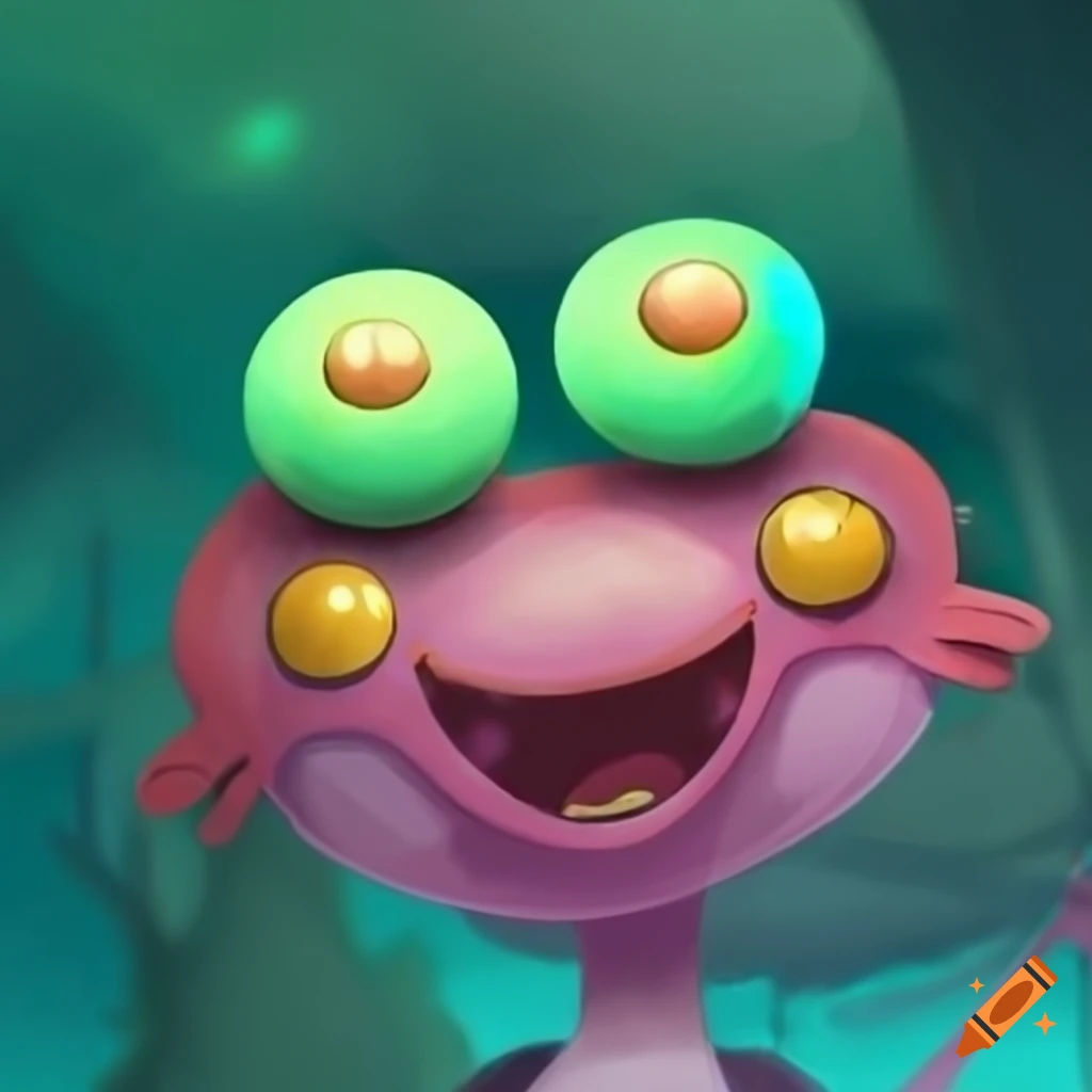 Feisty little frog character of amphibia with expressive eyes on Craiyon