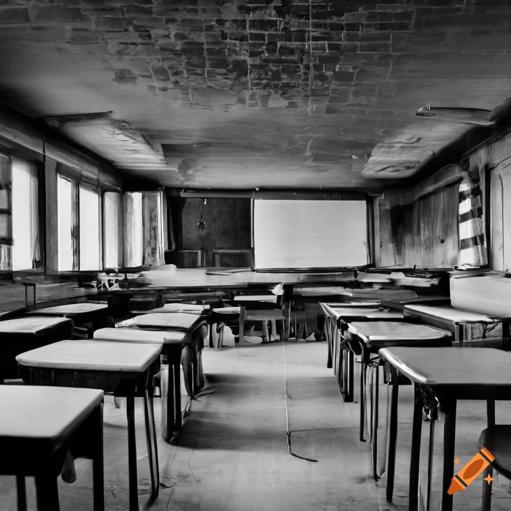 Monochrome classroom interior on Craiyon