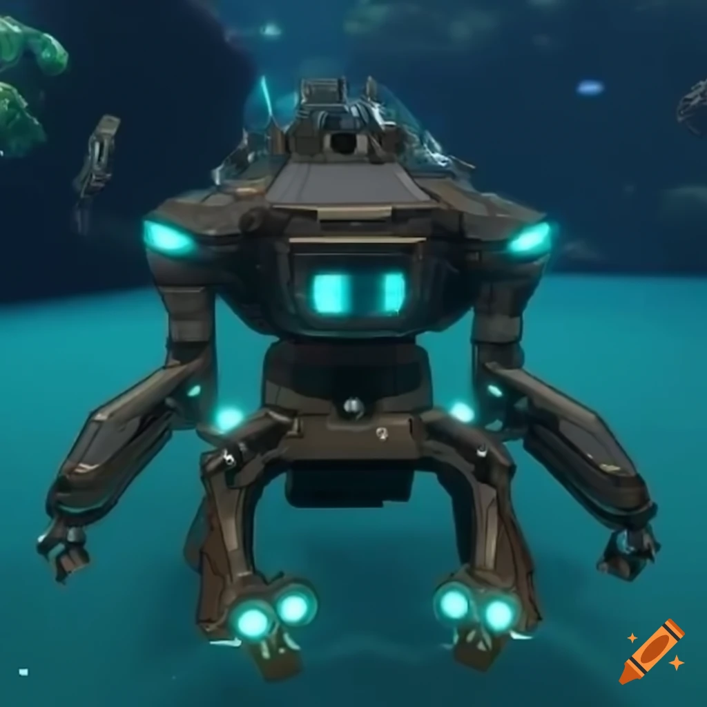 Sleek subnautica series mech with glass front and intricate design on ...