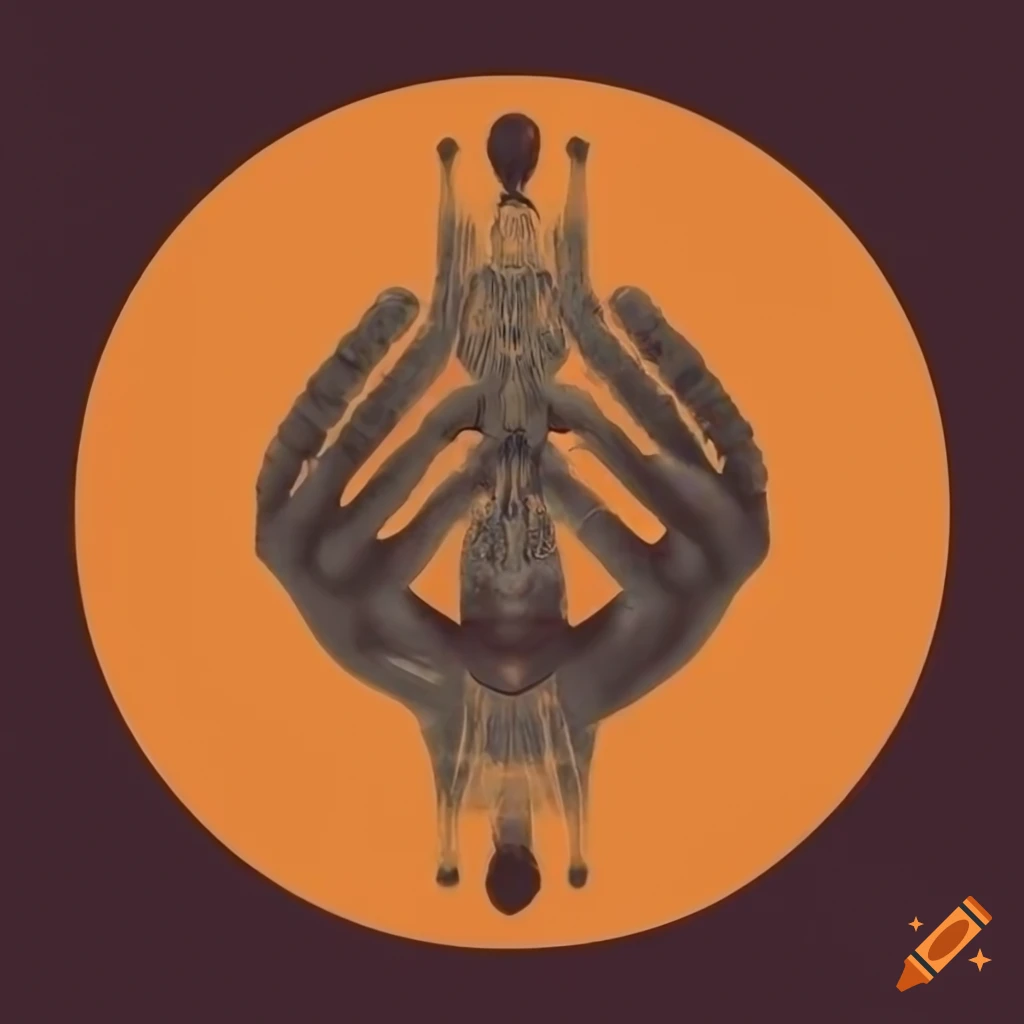 Minimalist god hands logo in a circle inspired by zdzisław beksiński on ...