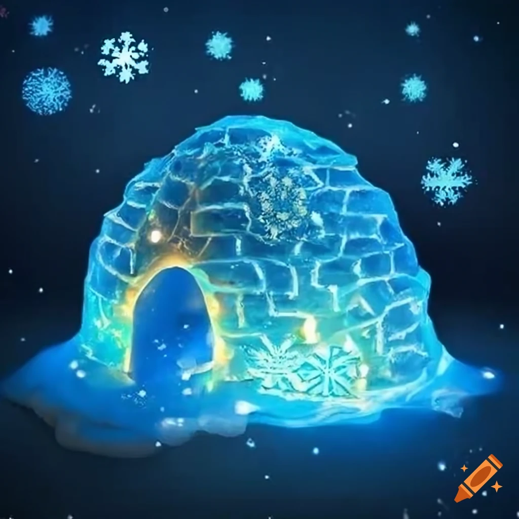 Mother sitting in a mystical golden igloo under a starry night on Craiyon