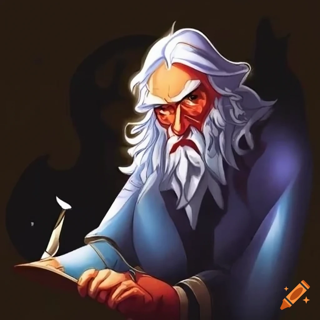 Wizard writing on a scroll on Craiyon