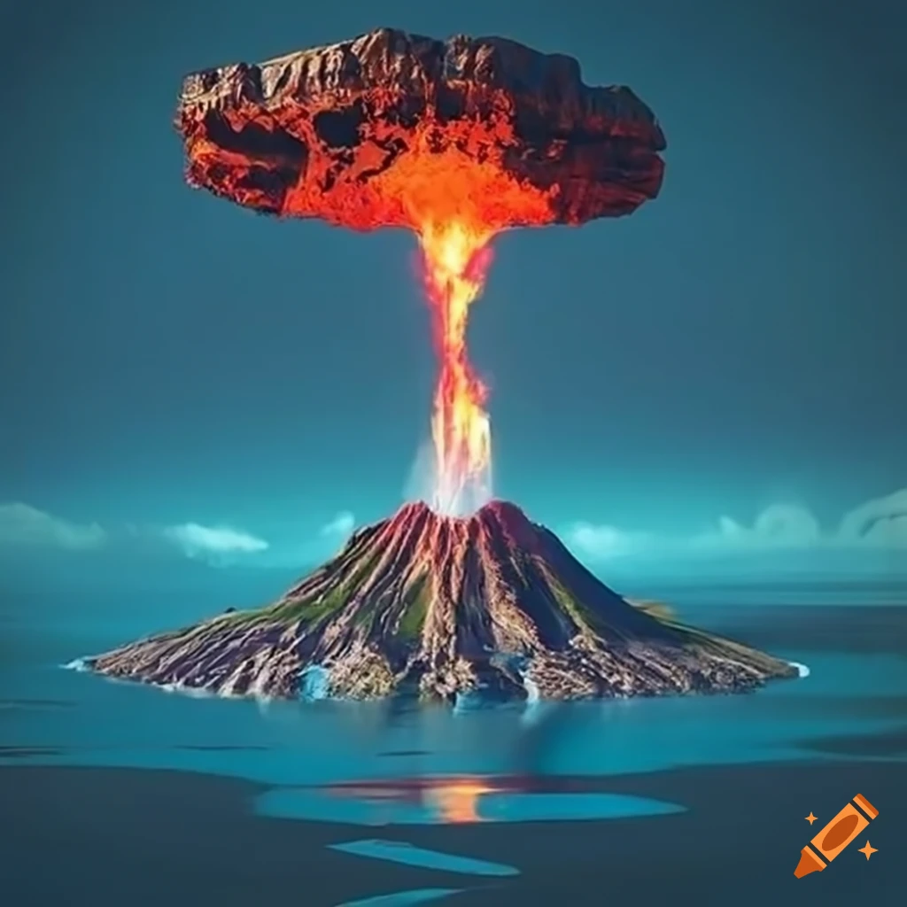 Floating volcano on Craiyon