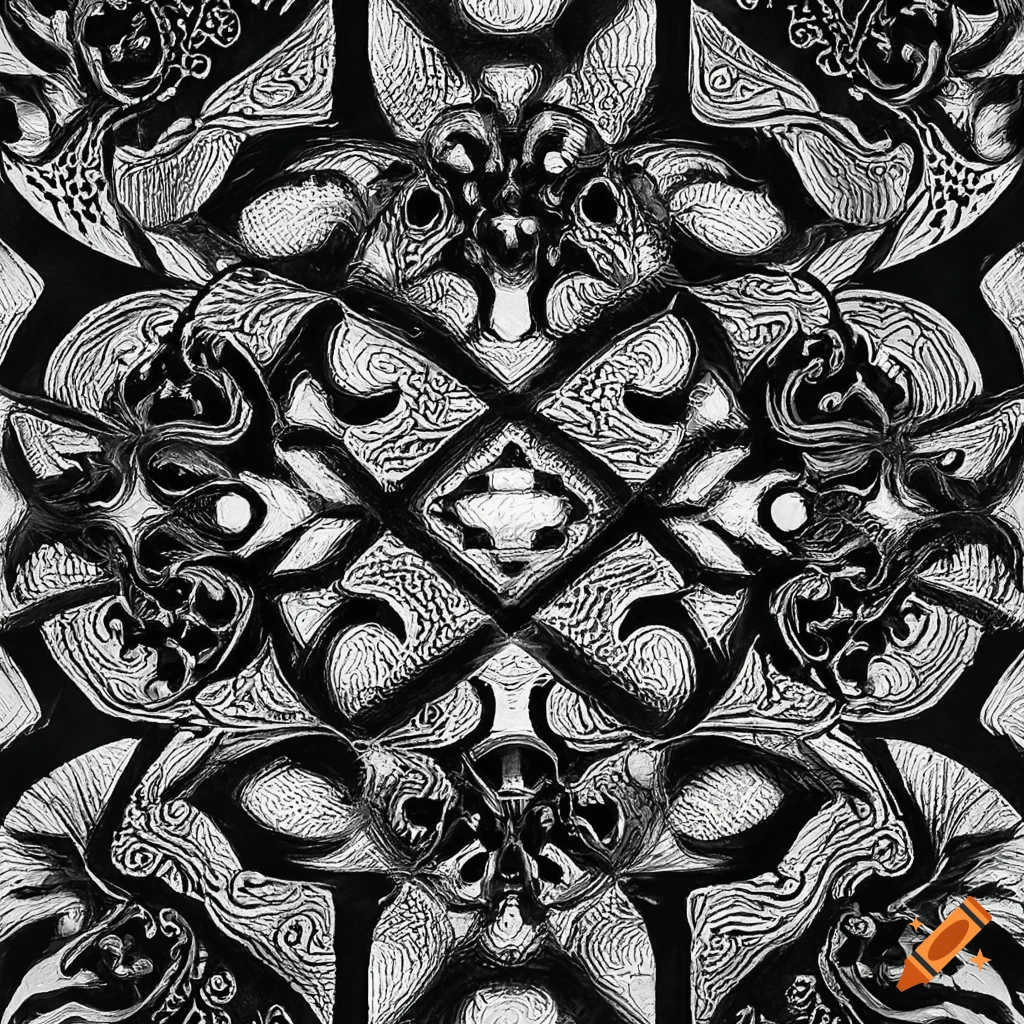 Repeating intricate black and white geometric patterns with high ...