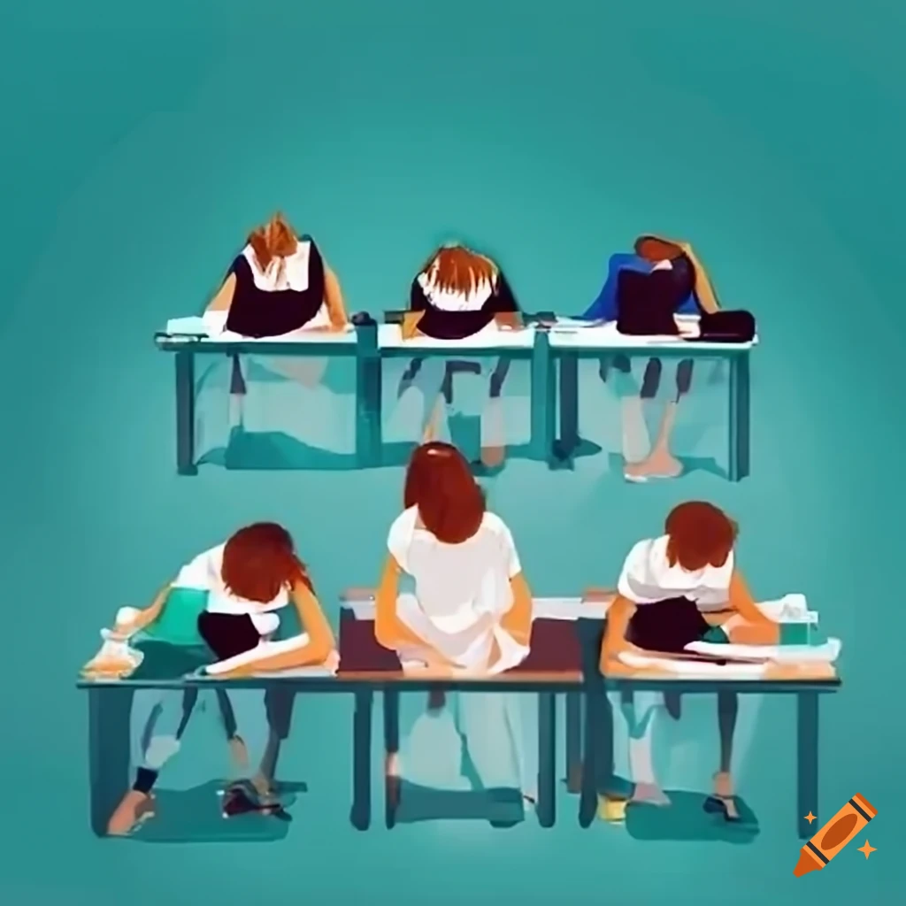 Group of students taking a difficult test on Craiyon