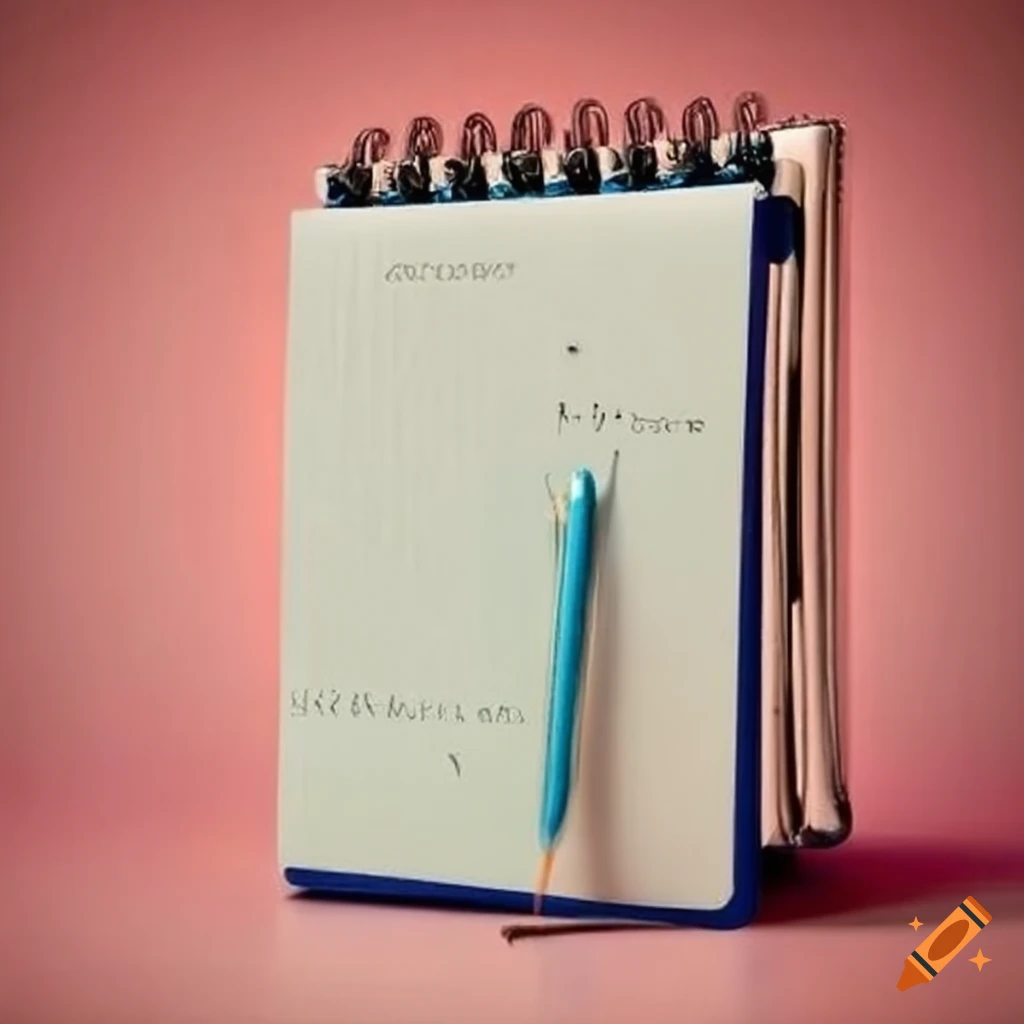 Notebook with written entries on Craiyon