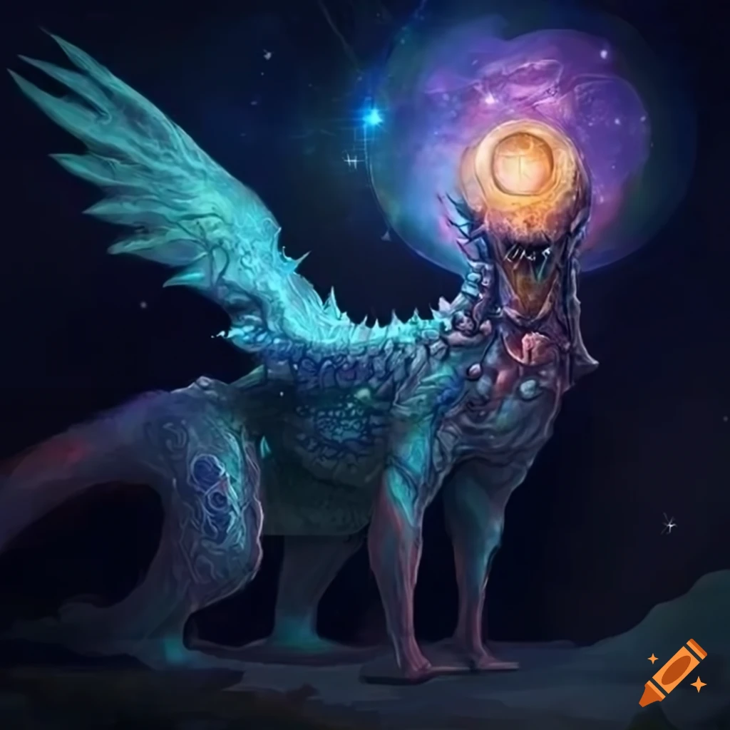 Celestial themed creature concept art on Craiyon