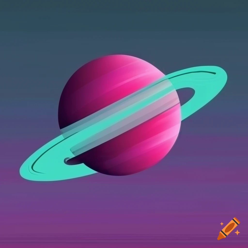 Vector image of saturn in turquoise and pink for computer wallpaper on ...