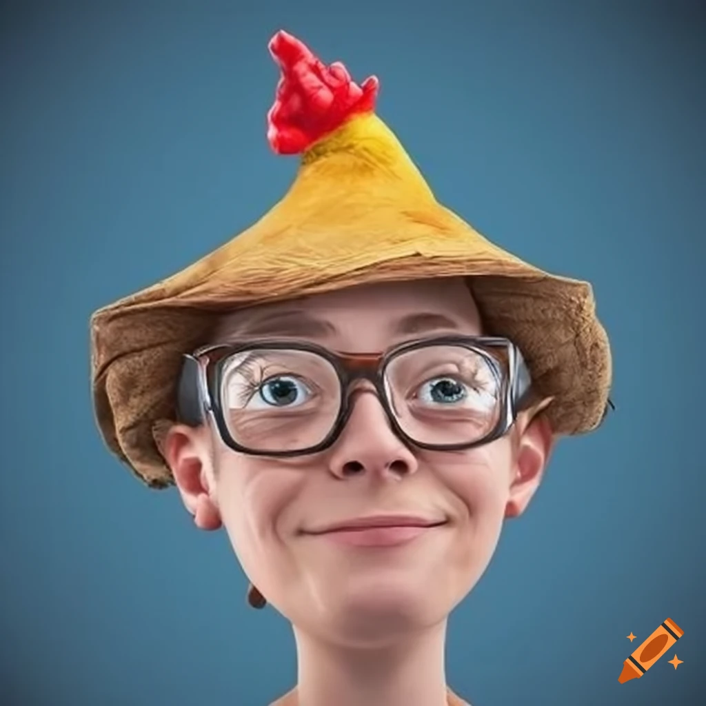 Stem camp director wearing a chicken hat on Craiyon