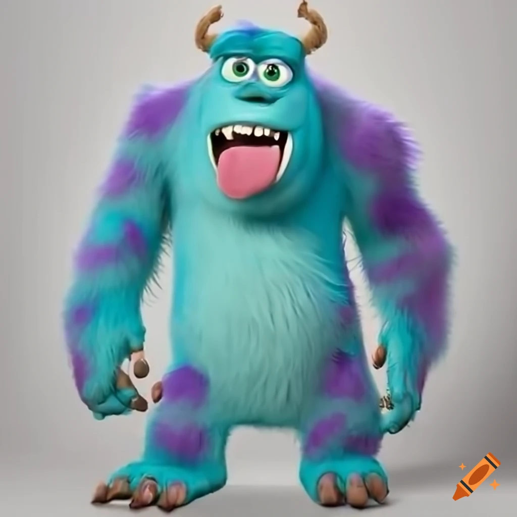 Sully from monsters inc playfully sticking out his tongue on Craiyon