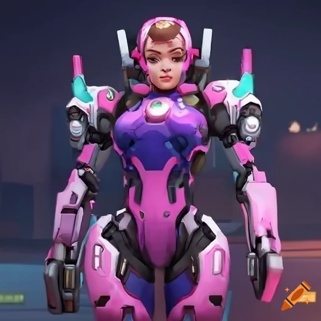 D.va mech in epic futuristic setting from overwatch on Craiyon