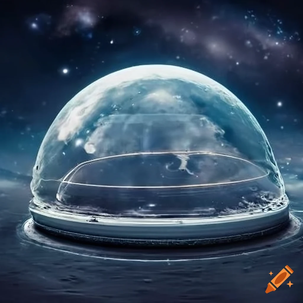 Bustling high-tech moon base under a transparent dome on Craiyon