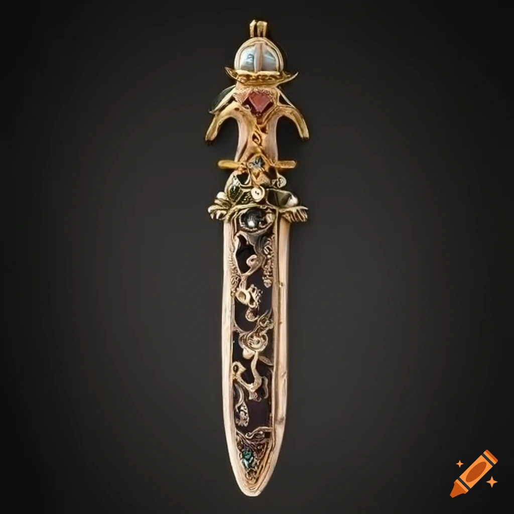 Detailed bone and chitin sword with intricate designs on Craiyon