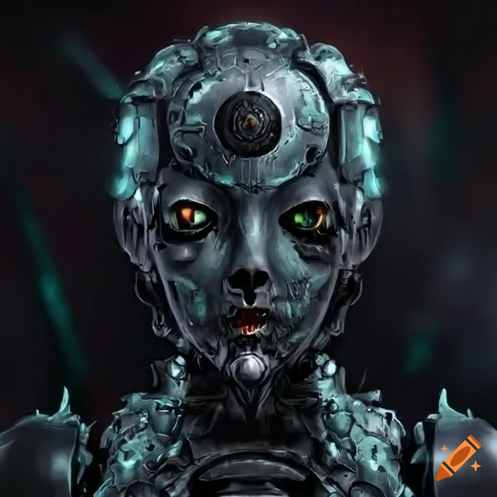 Dark fantasy robot artwork on Craiyon