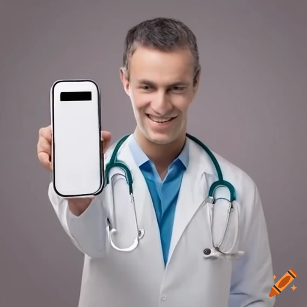 Doctor showing his phone on Craiyon