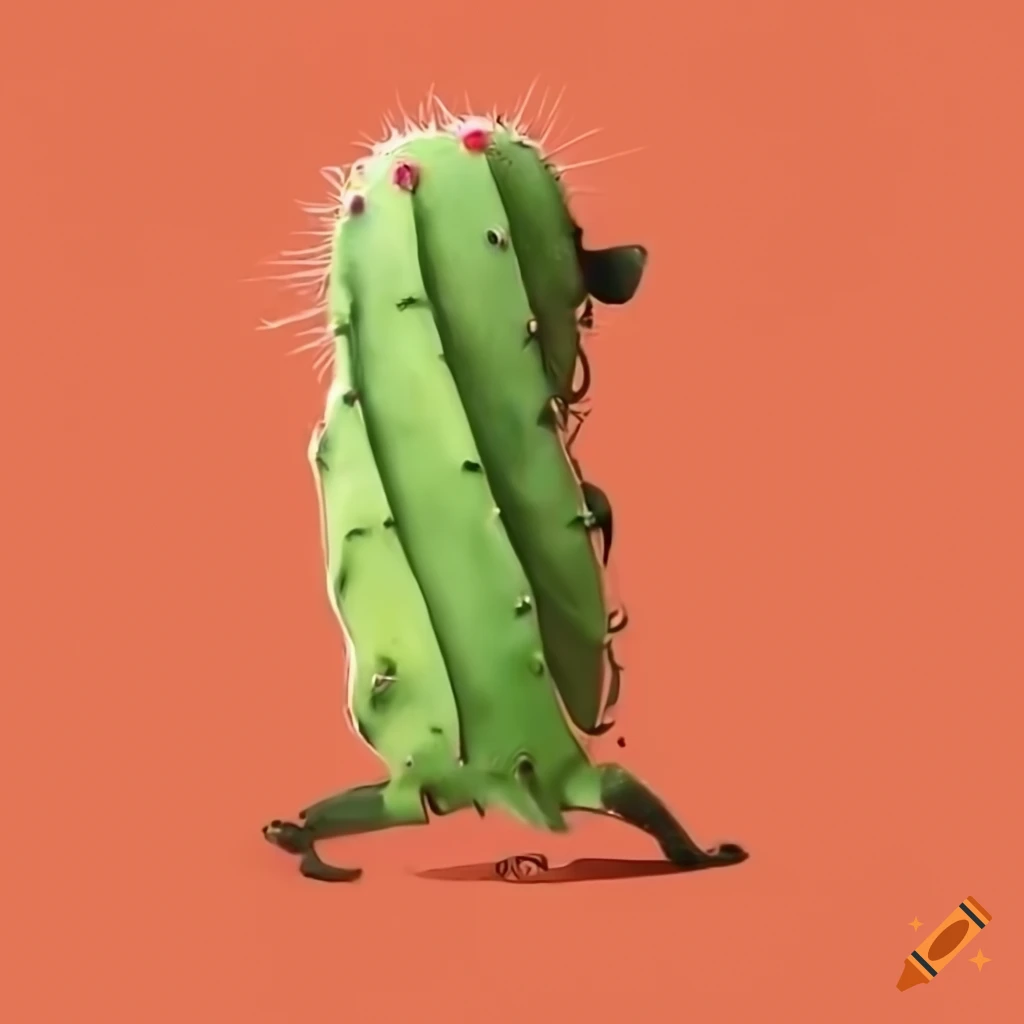 Anthropomorphized cactus experiencing back pain on Craiyon