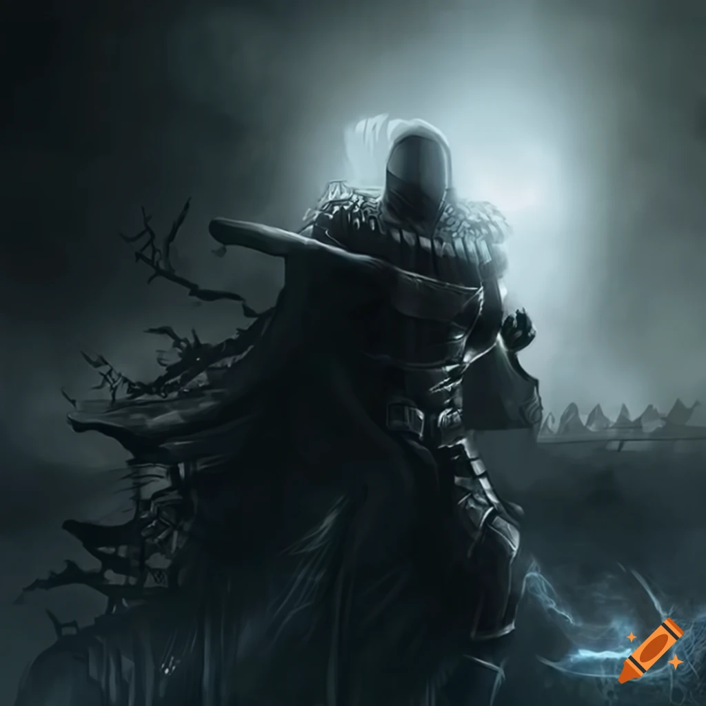 Illustration of a knight in running pose on Craiyon