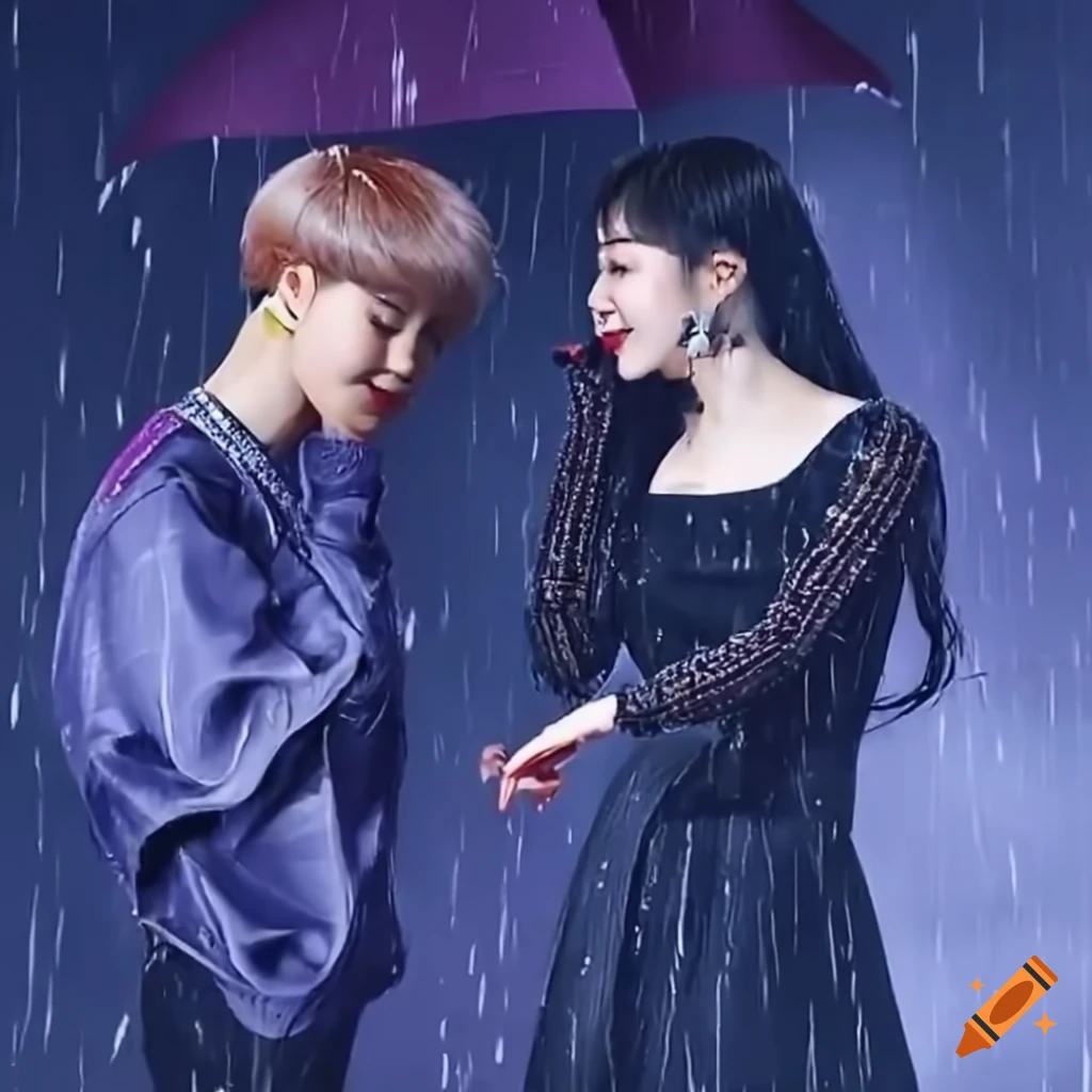 Jimin with dahyun dancing in the rain on Craiyon