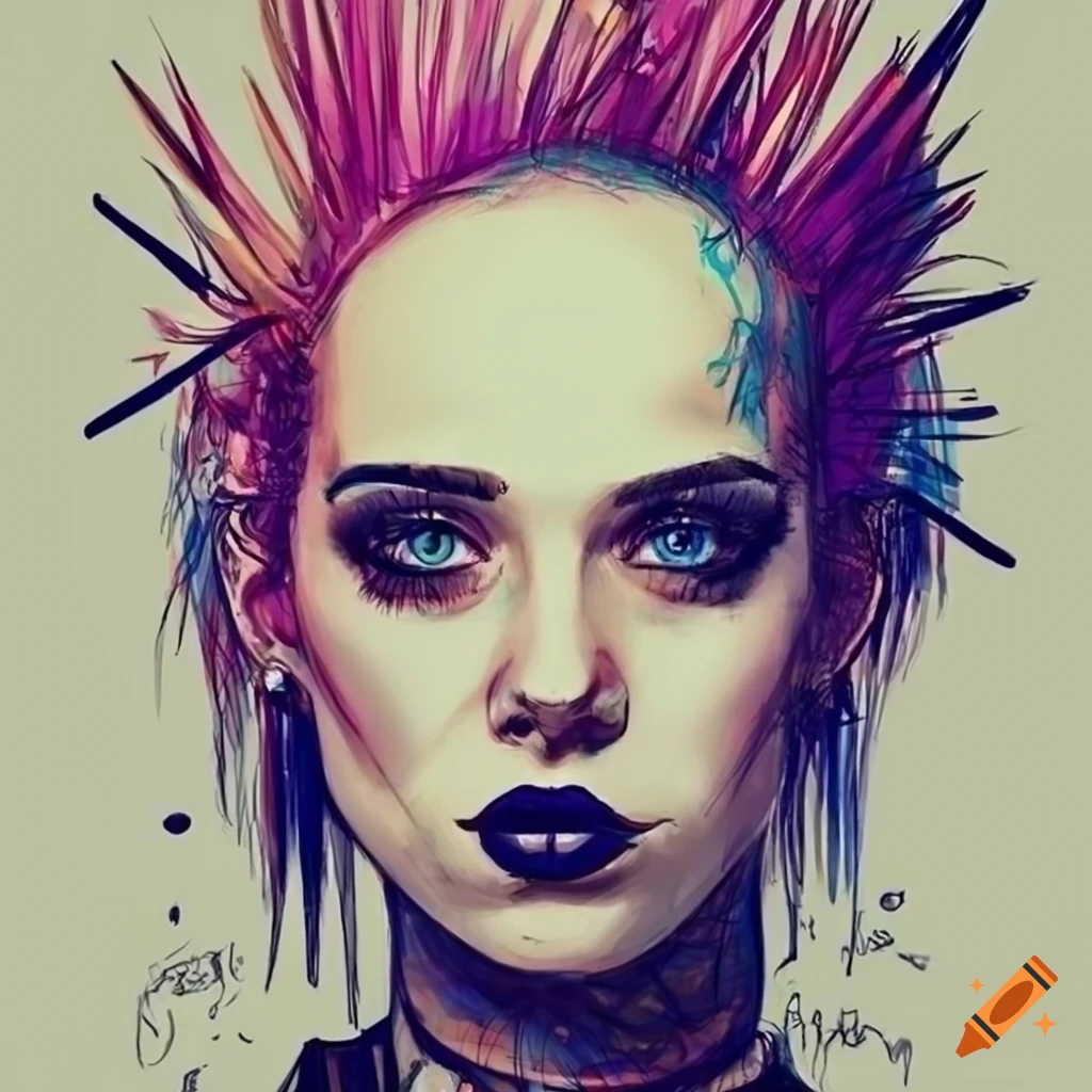 Alternative punk woman sketch on Craiyon