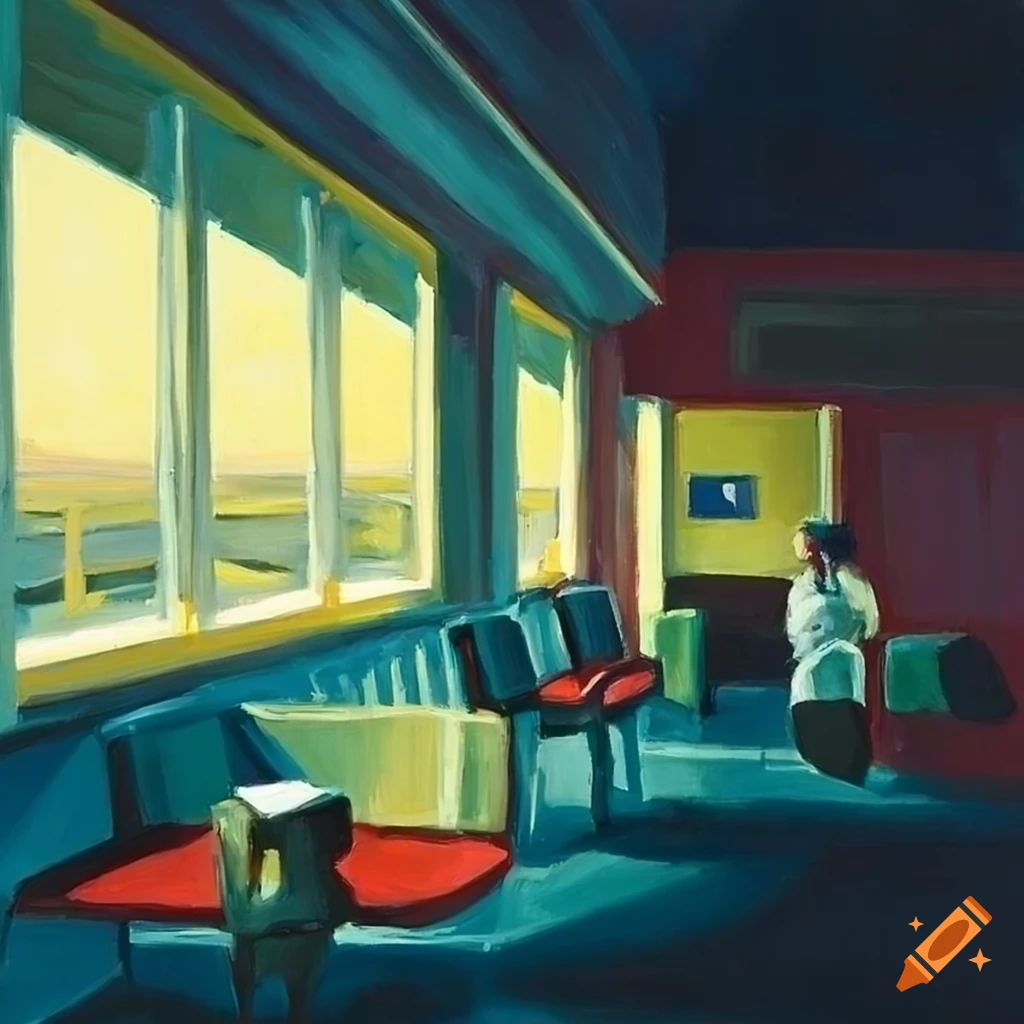 Edward hopper's airport waiting room painting on Craiyon