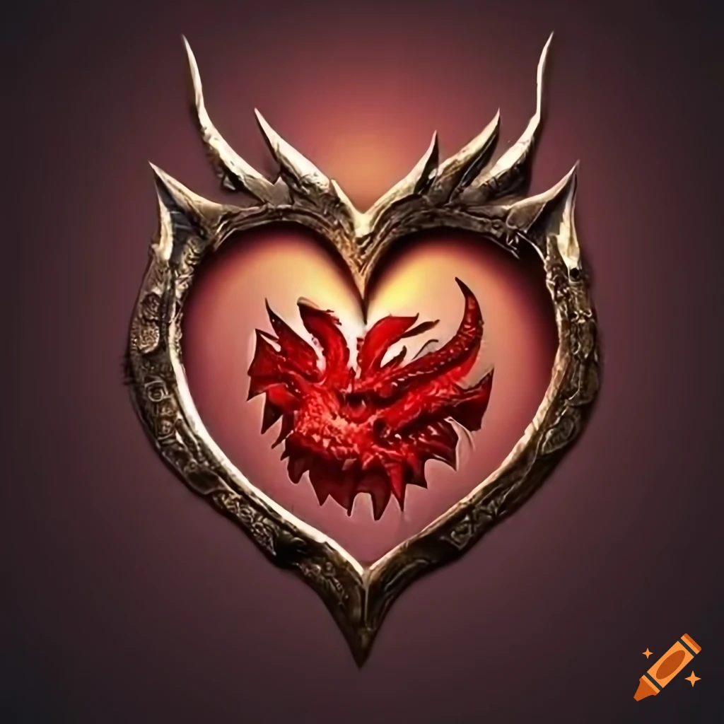 Logo of dragonheart alliance with a red dragon and flaming heart on Craiyon