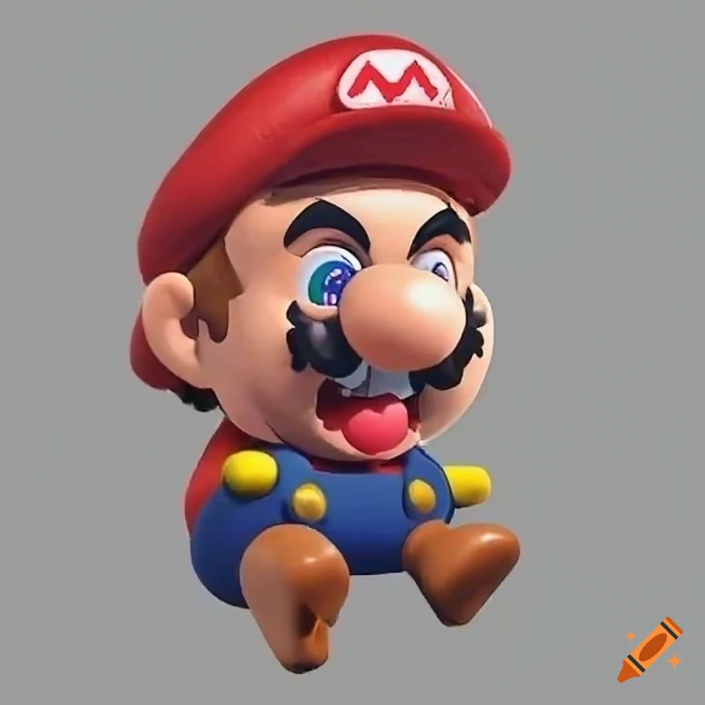 Cute mario running and screaming in a fantasy world on Craiyon