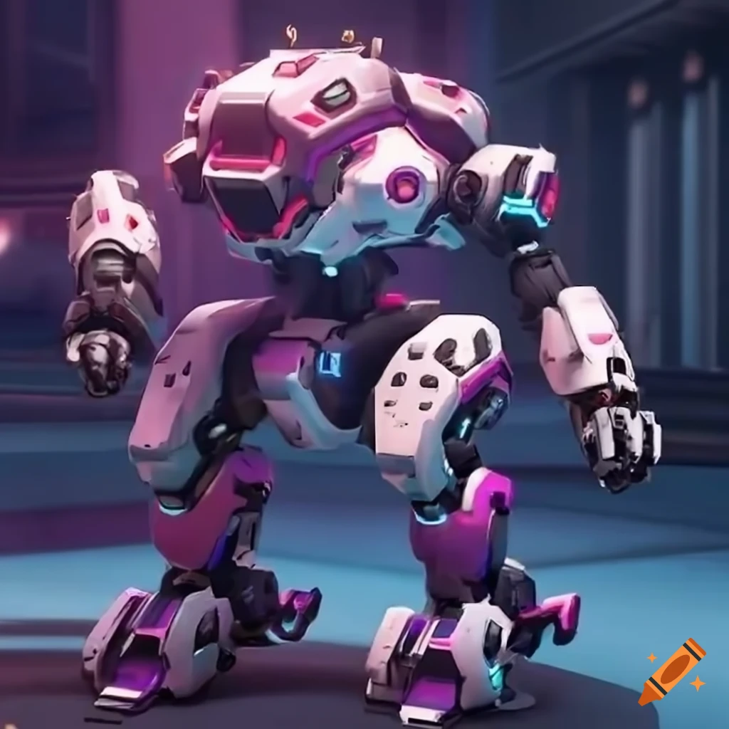 D.va mech in epic futuristic overwatch setting on Craiyon